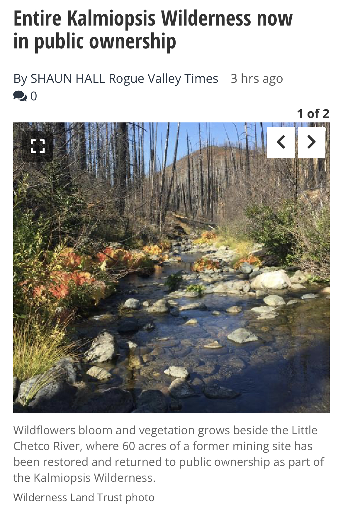 Rogue Valley Times - Entire Kalmiopsis Wilderness Now in Public ...